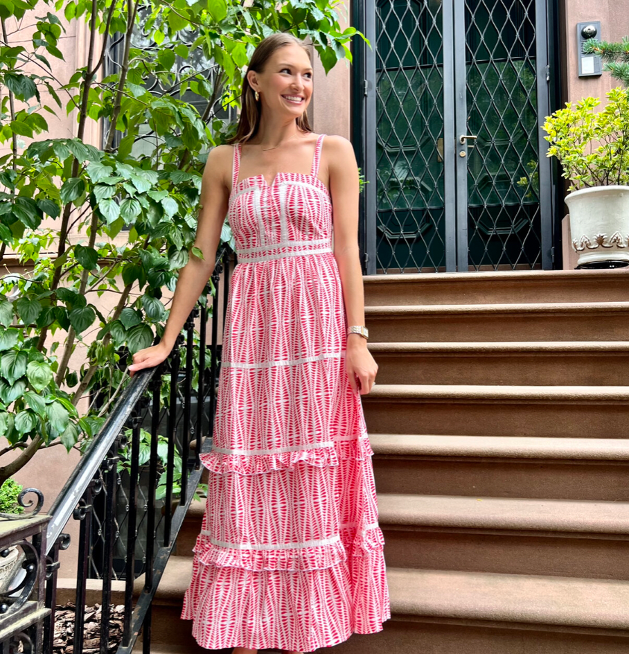 Ella Red Block Print Maxi – chakeris